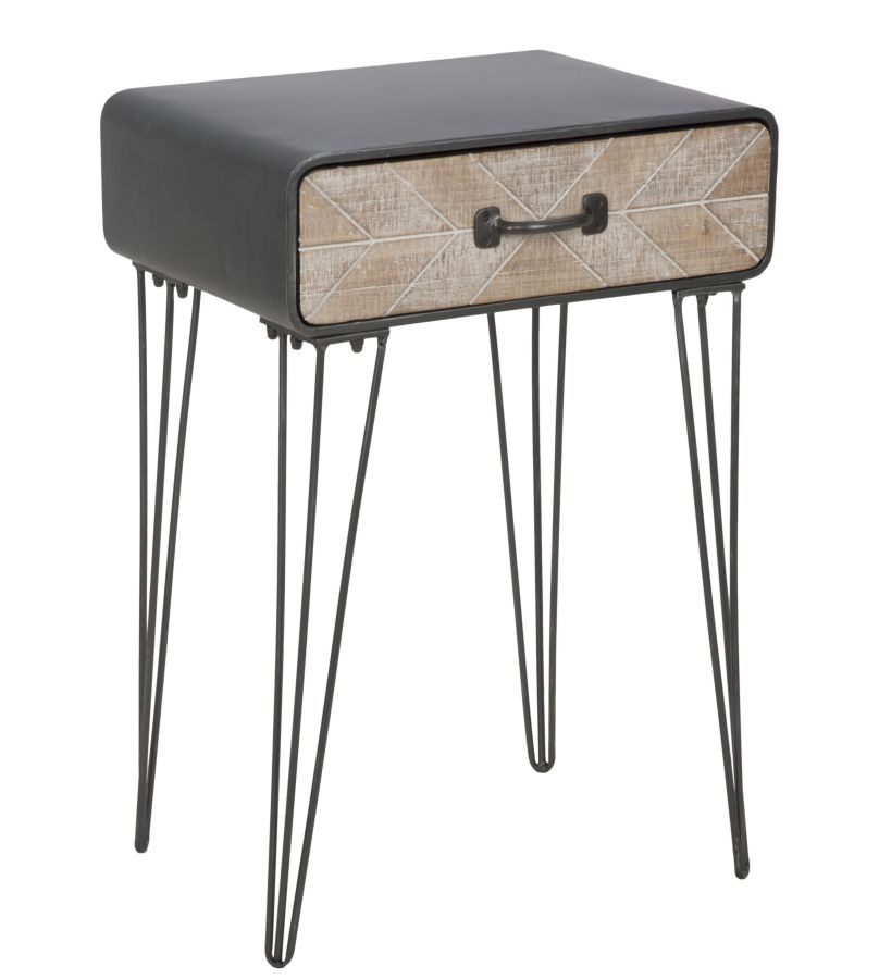 Petit meuble d'appoint en métal et bois blanchi - Cocoonly